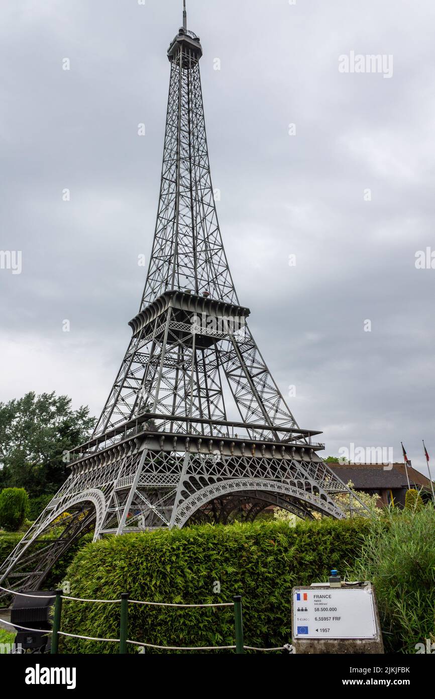 A model of the Eiffel Tower in a park of miniature landmarks in ...