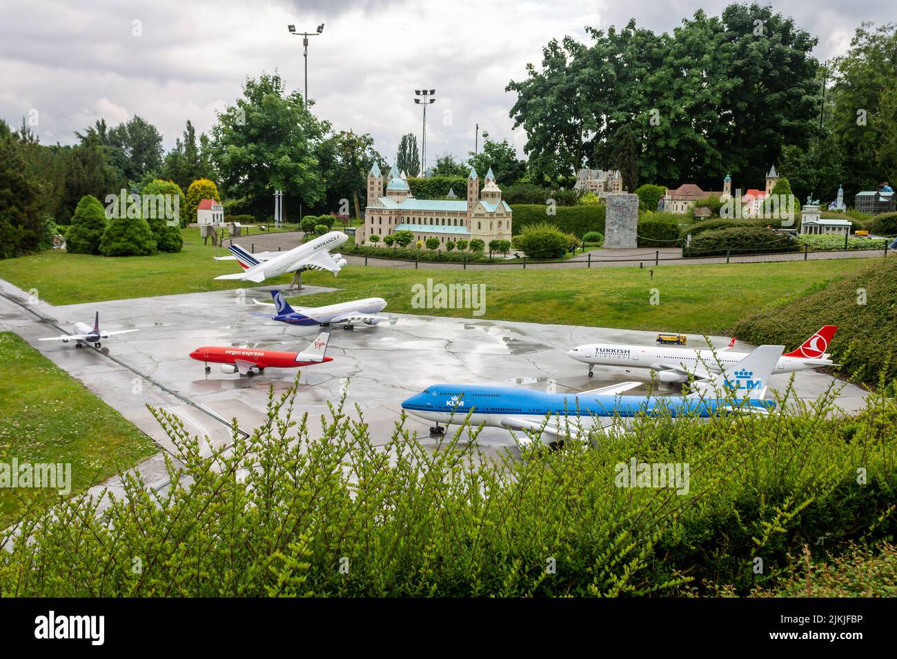A mini airport a park of miniature landmarks in Brussels, Belgium ...