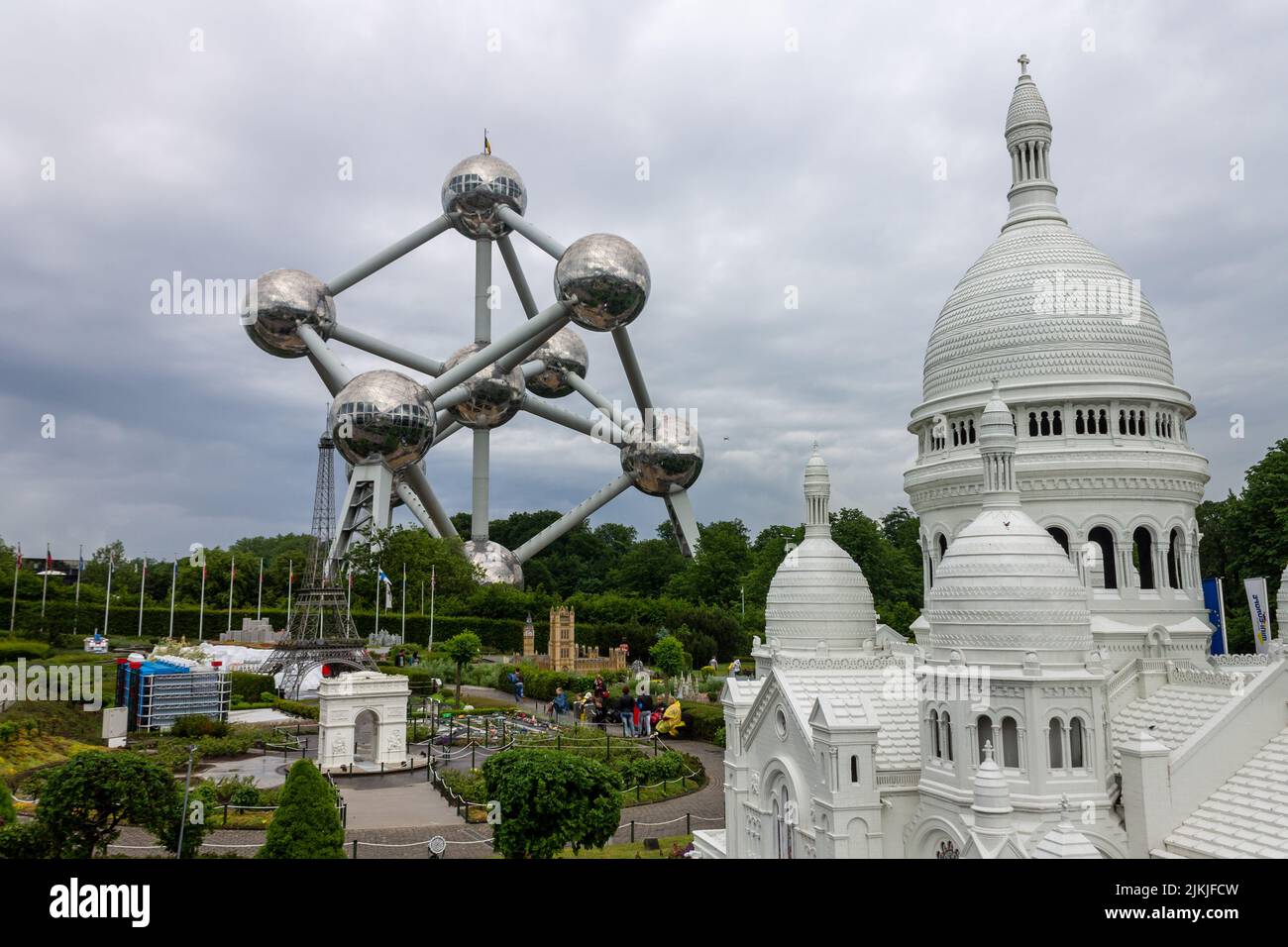 An Atomium modern structure in the shape of an atom and Mini-Europe ...