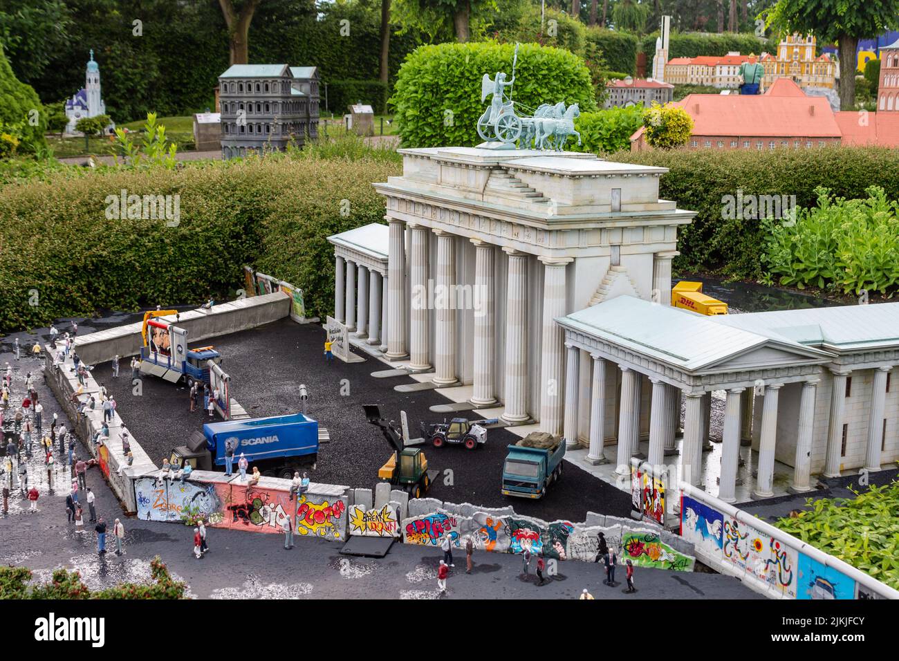 A model of the Brandenburg Tor in a park of miniature landmarks in ...