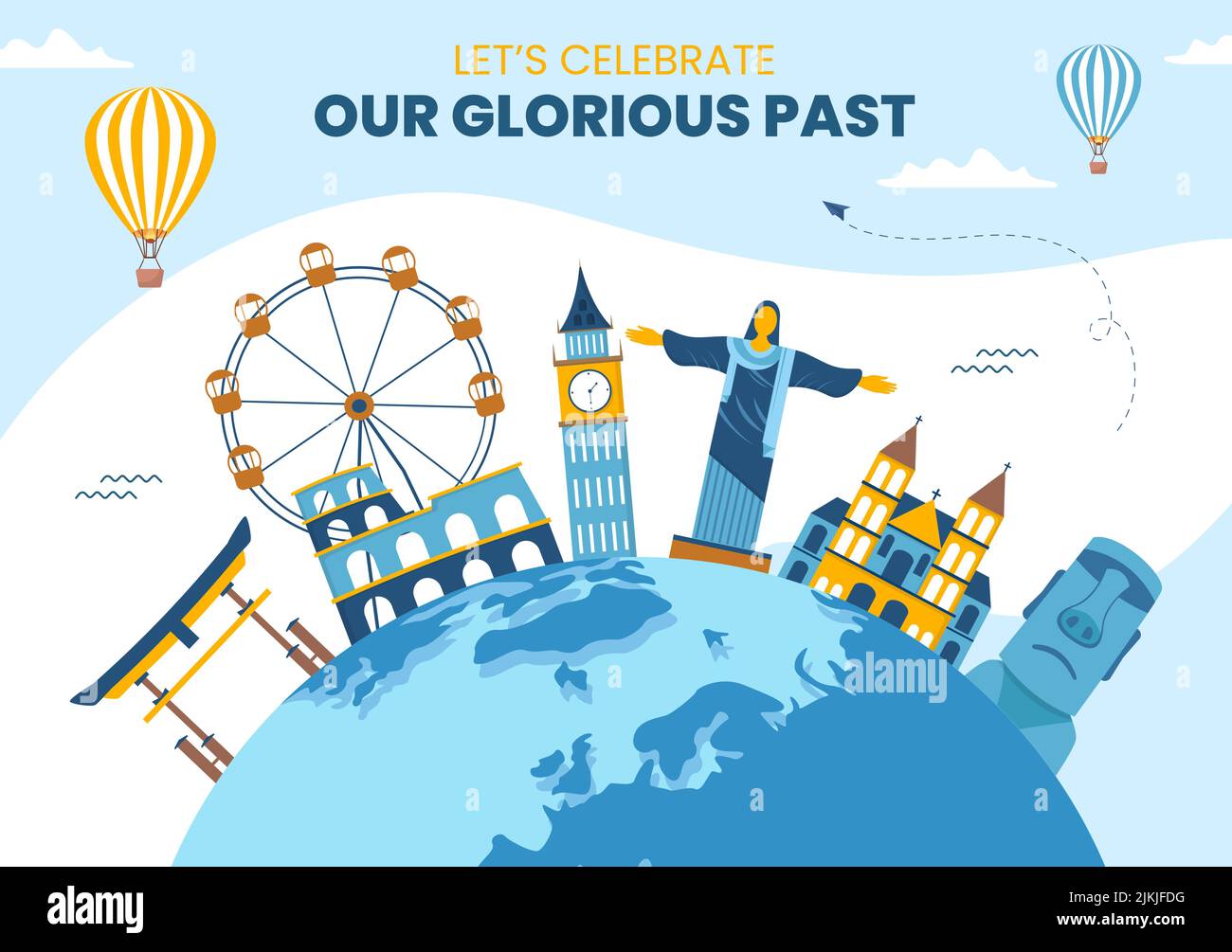 World Heritage Day Template Cartoon Background Vector Illustration ...