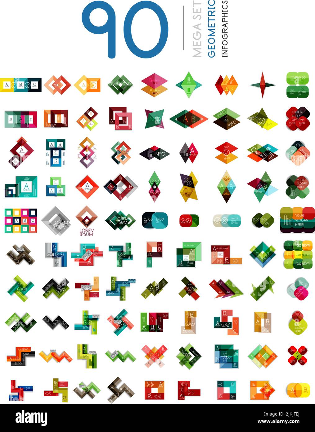 Mega set of geometric shaped infographic option banners - 90 design ...