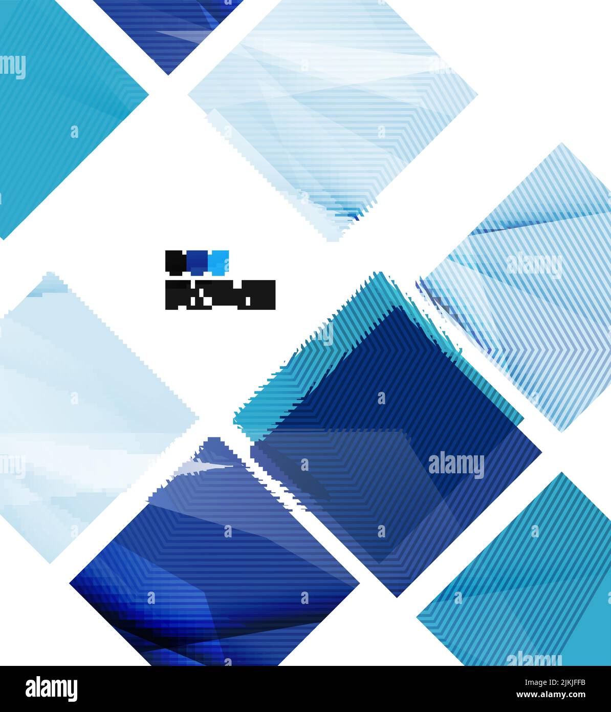 Bright blue textured geometric shapes isolated on white - modern design ...