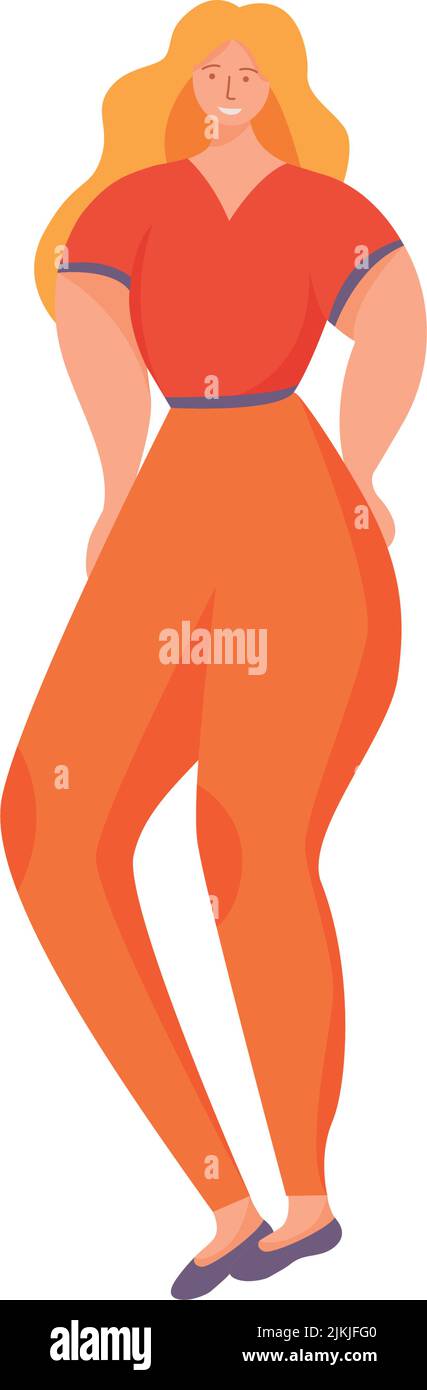 Happy woman in casual clothes semi flat color vector character Stock ...
