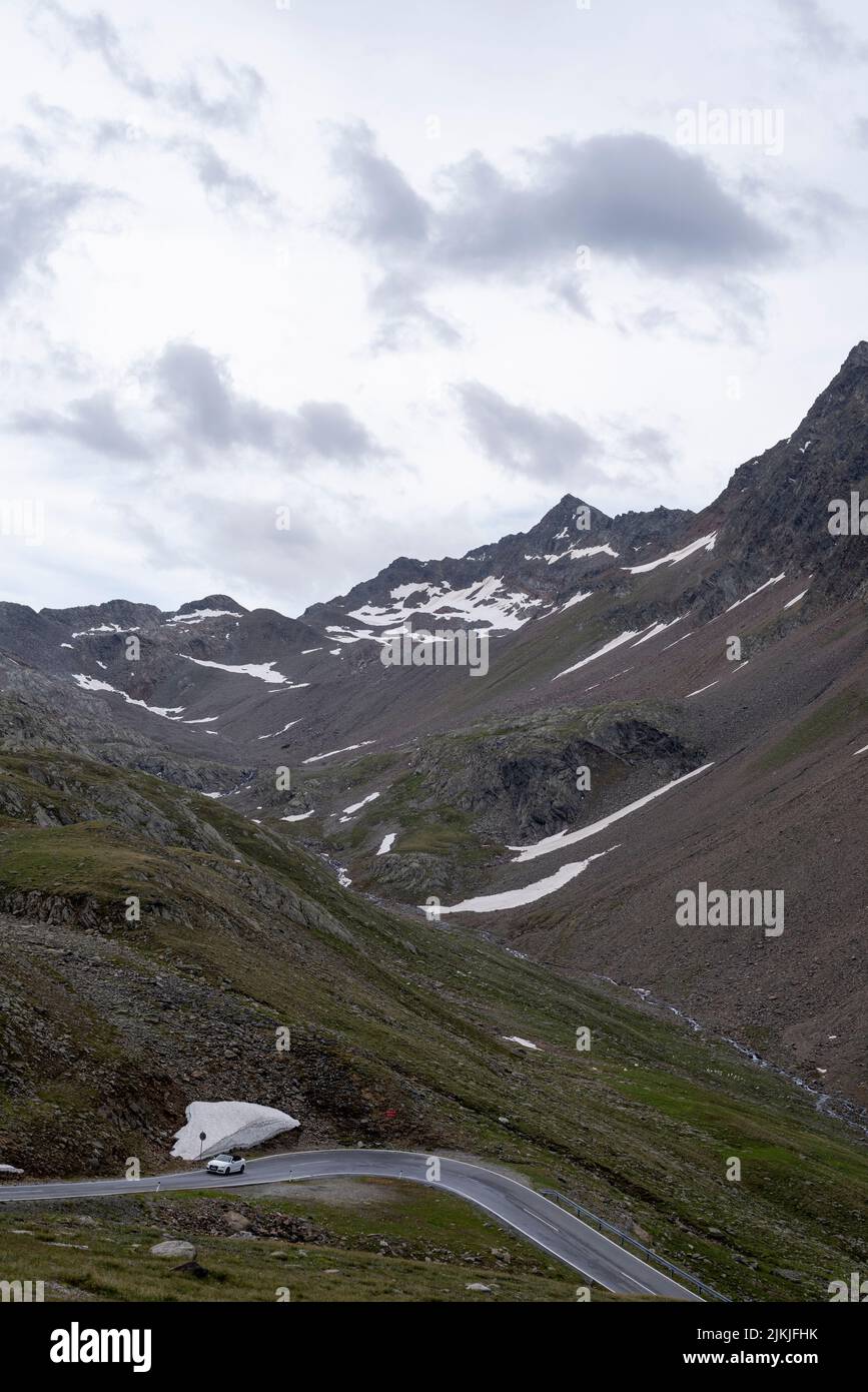 View from Timmelsjoch to the Alps, border between Austria and Italy ...