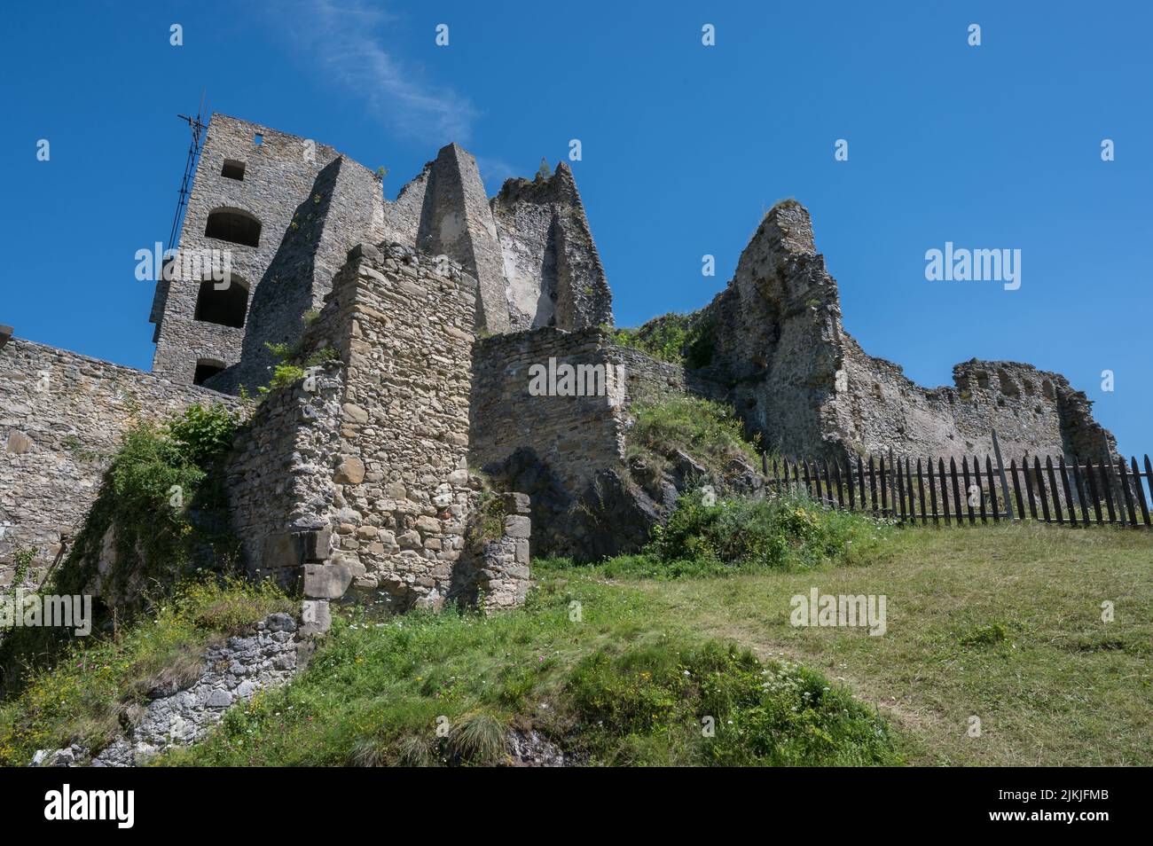 The ancient Likava castle with half-destroyed walls, Slovakia Stock ...