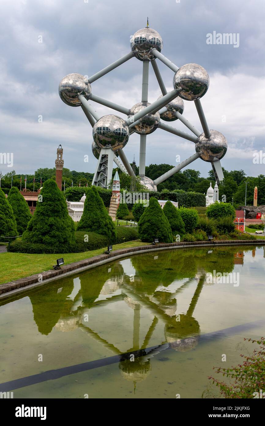 A modern structure in the shape of an atom in Brussels, Belgium, Europe ...