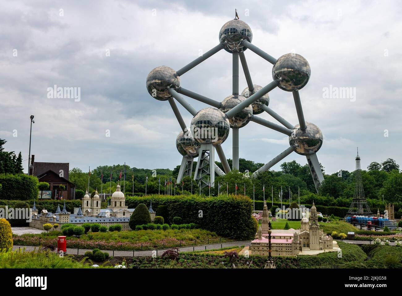 A modern structure in the shape of an atom in Brussels, Belgium, Europe ...