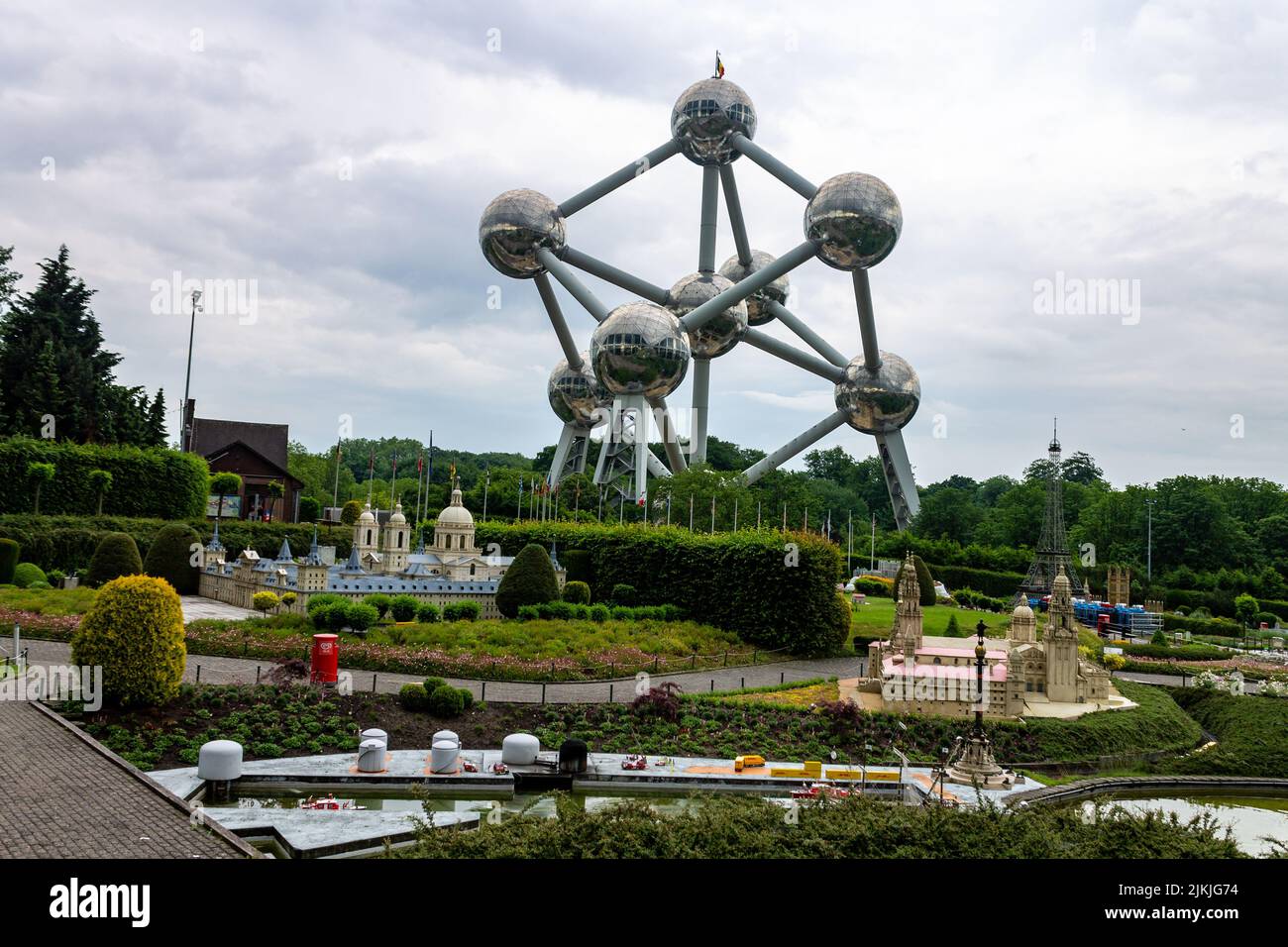 A modern structure in the shape of an atom in Brussels, Belgium, Europe ...