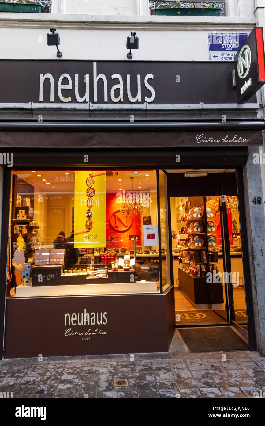 A typical chocolate store facade in Brussels, Belgium Stock Photo - Alamy