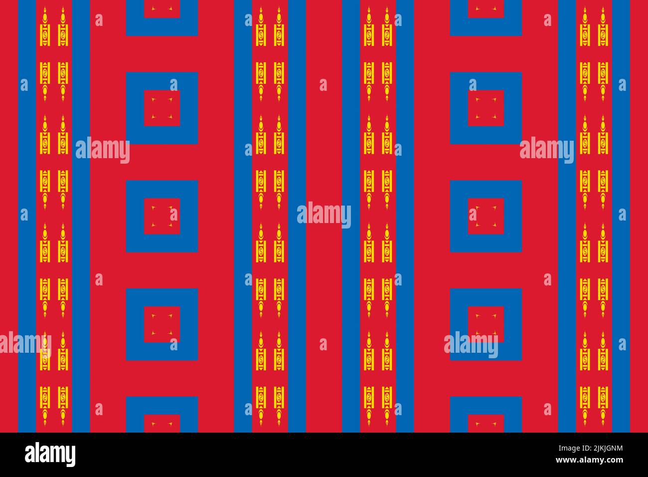 Geometric pattern in the colors of the national flag of Mongolia. The ...