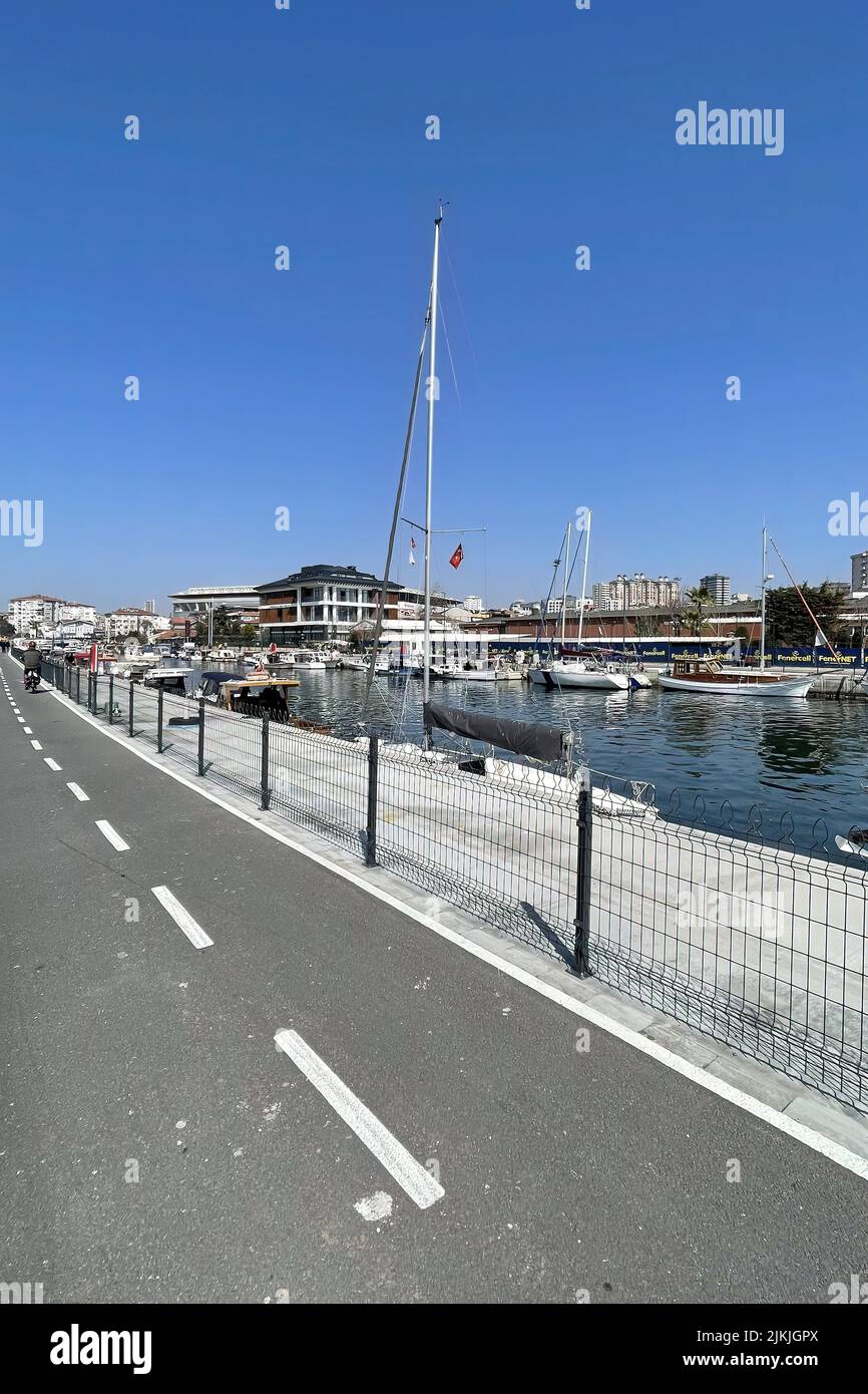 A beautiful view of a road near Kurbagalidere stream and the coastline ...