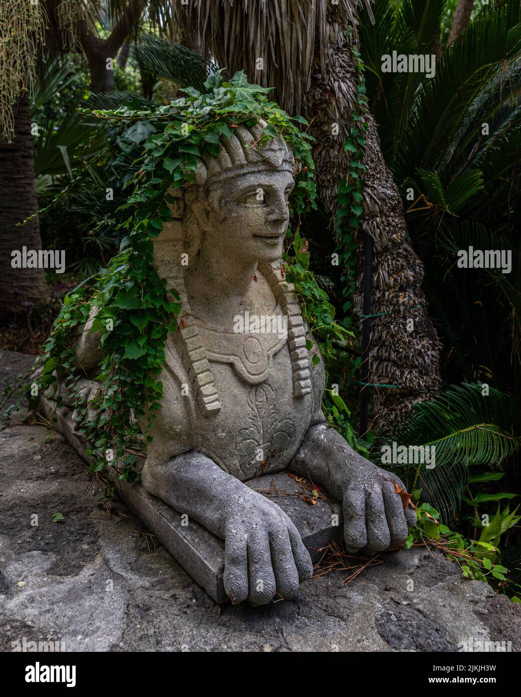 Sphinx statue at La Mortella Garden, Forio d'Ischia, Italy Stock Photo ...