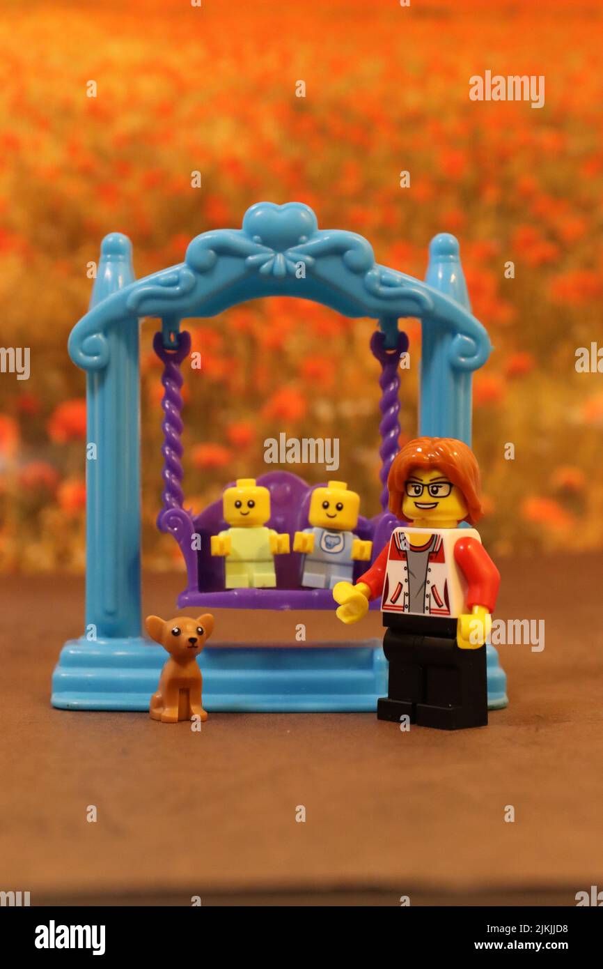 A vertical close-up of Lego toy figures Stock Photo - Alamy