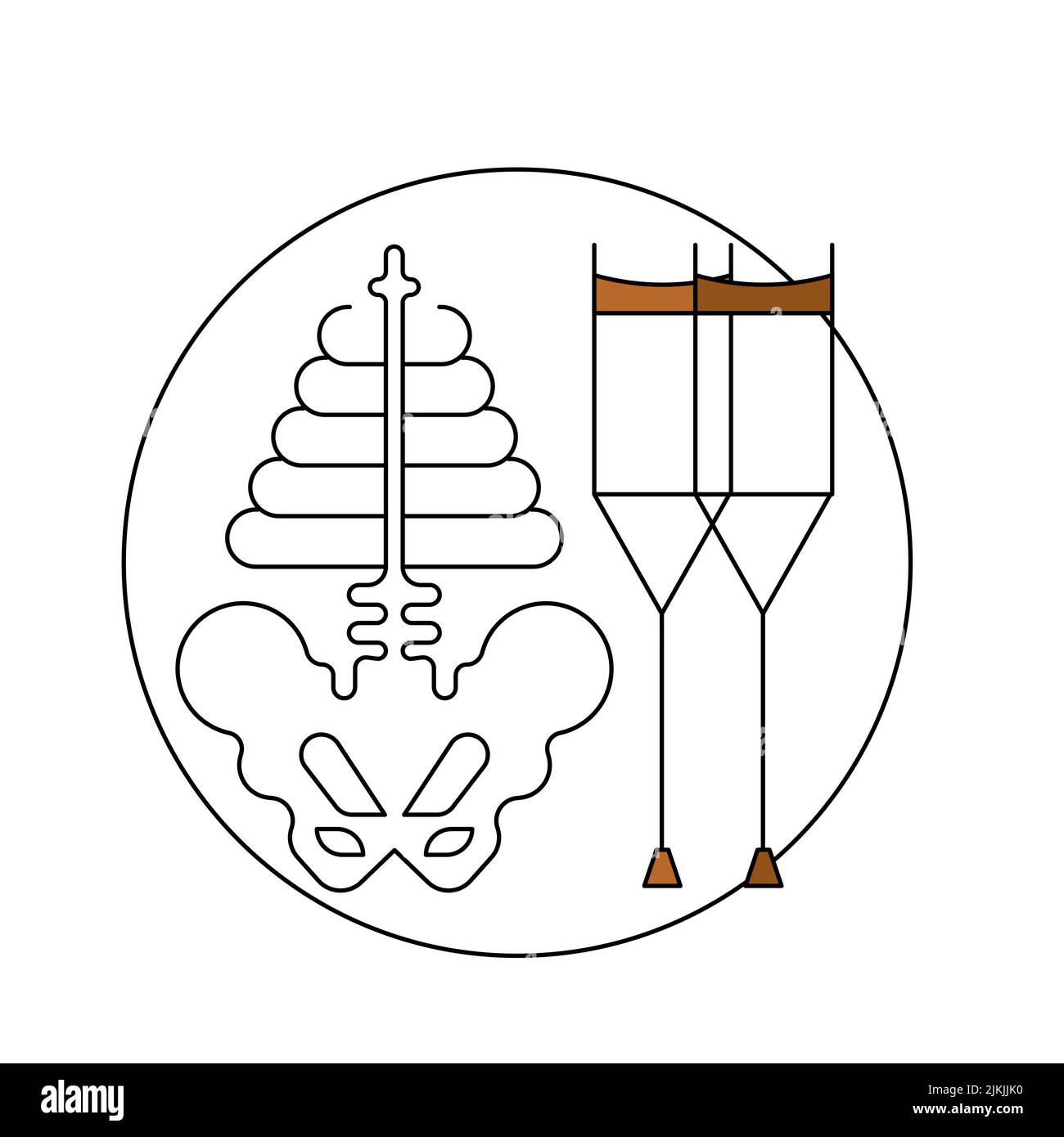 Round template health care icon, spinal injury symbol, medical design ...