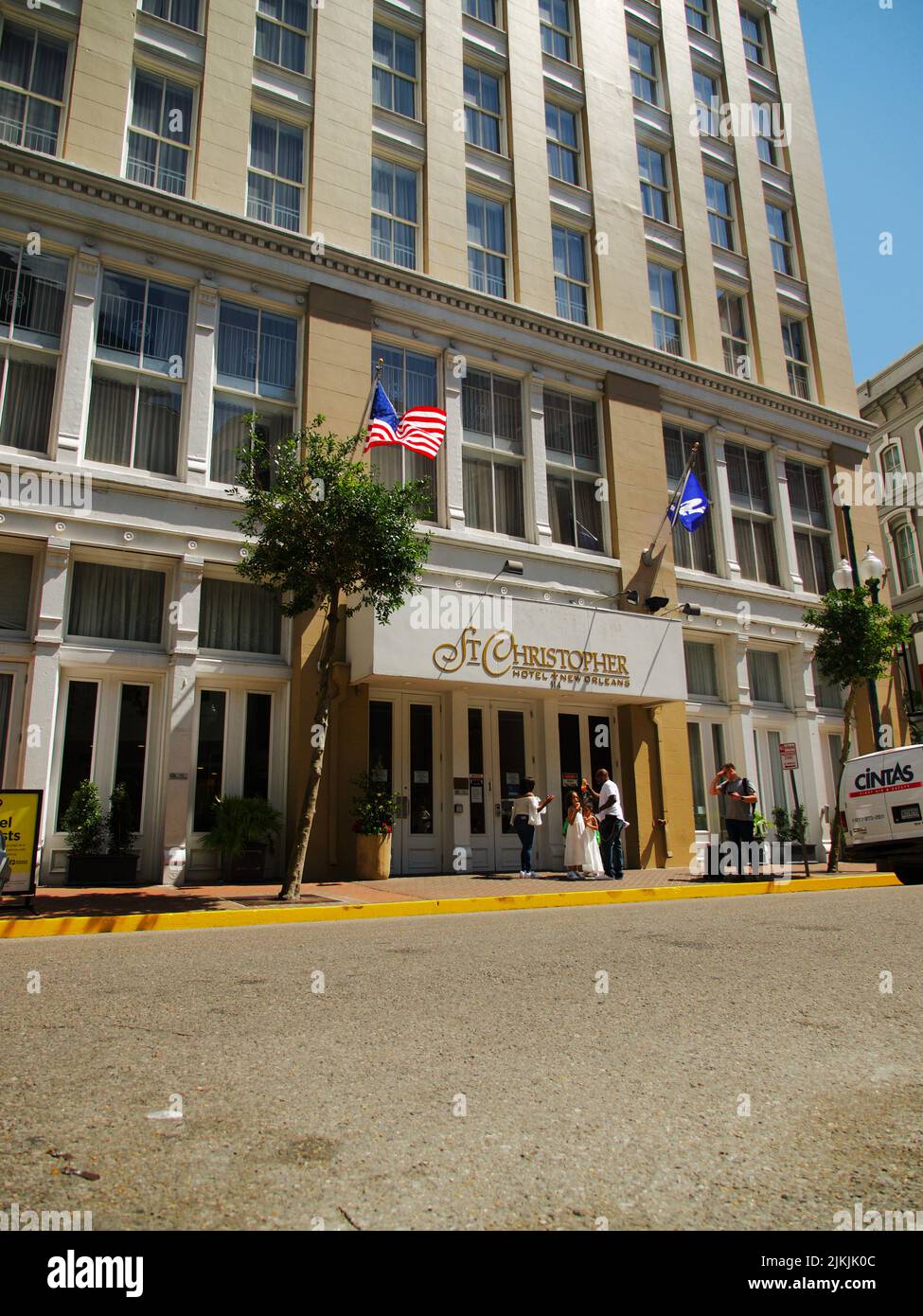 The St. Christopher Hotel in New Orleans with flags Stock Photo - Alamy
