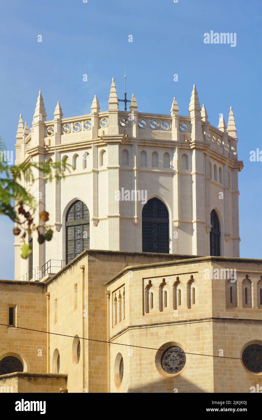 A vertical shot of the cathedral of Santa Maria, Castellon, Spain Stock ...