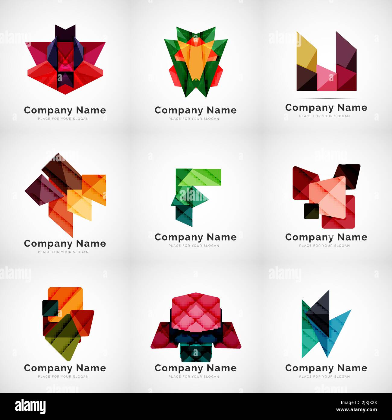 Colorful geometric shape icon collection, company branding logo design ...