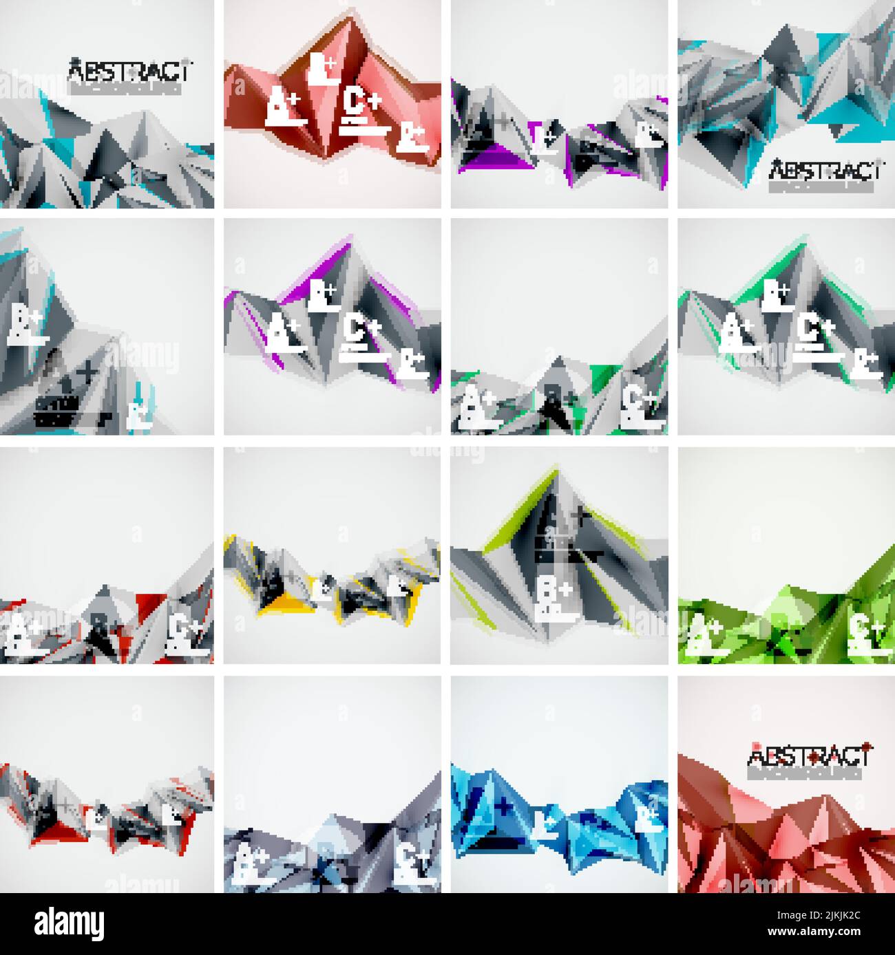 Set of triangle geometric 3d forms. Modern info banner abstract ...