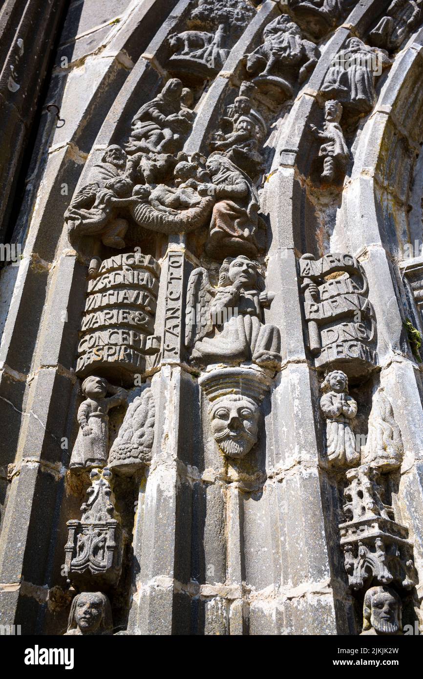 Portal of the entrance hall of the church in Guimiliau, Brittany Stock ...