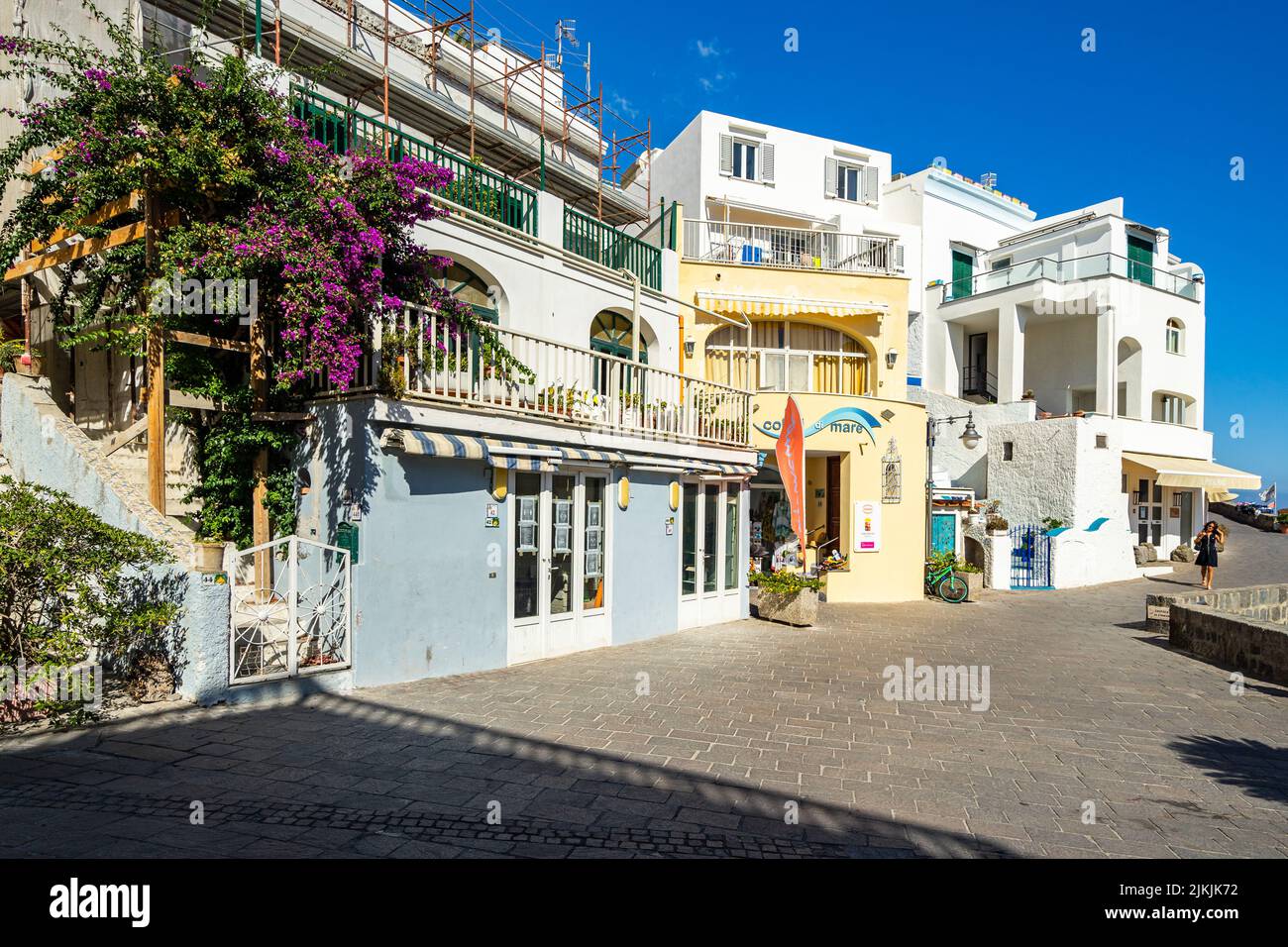 Pedestrian street in the charming village of Sant’Angelo on Ischia ...