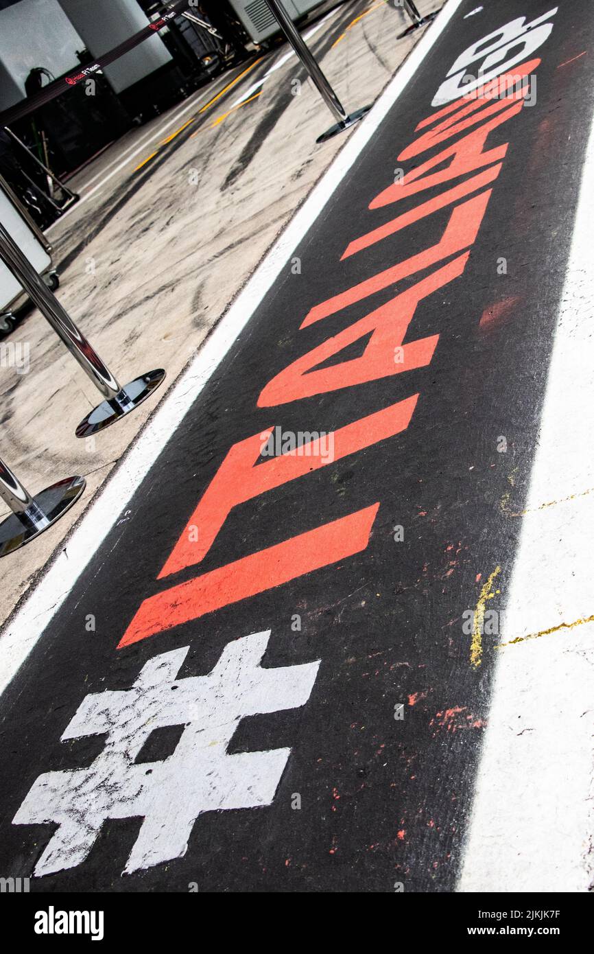 A vertical shot of a platform of 2018 Formula 1 in Monza, Italy Stock ...