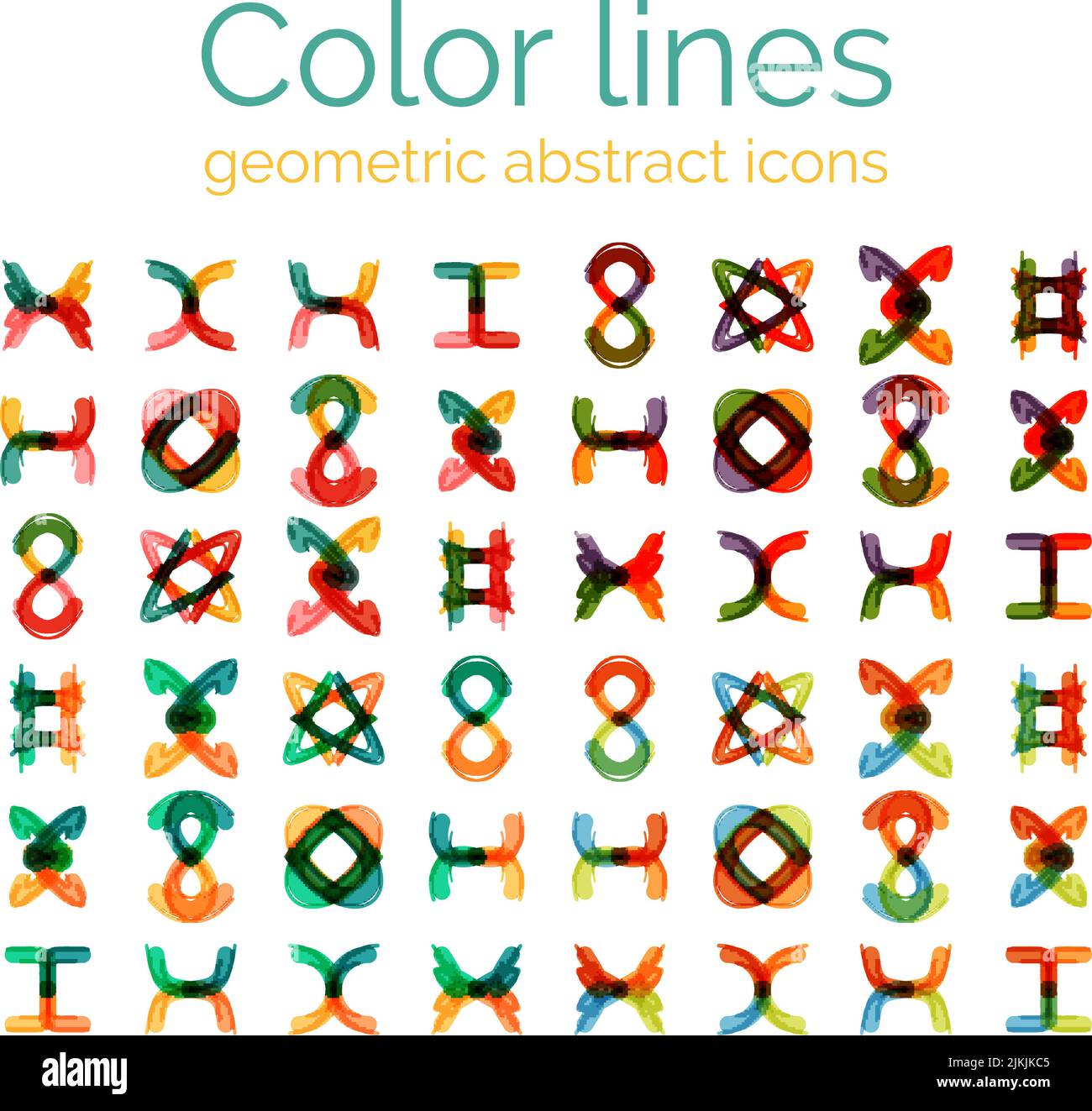 Color line design abstract icons, collection. Logo, business symbols ...
