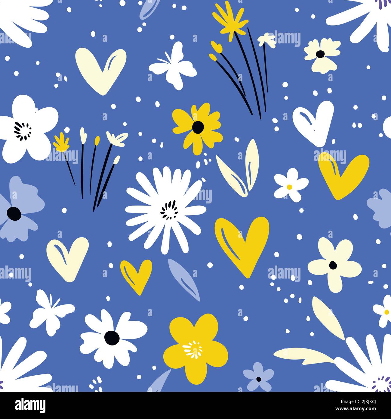 Seamless floral pattern based on traditional folk art ornaments ...