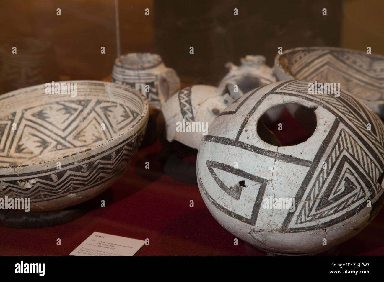Assortment of Anasazi Culture Black-on-white pottery on display at the ...
