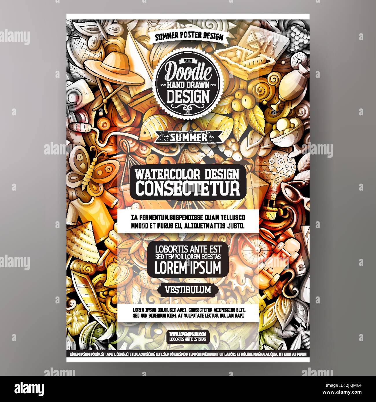 Cartoon vector doodles Summer poster template Stock Vector Image & Art ...