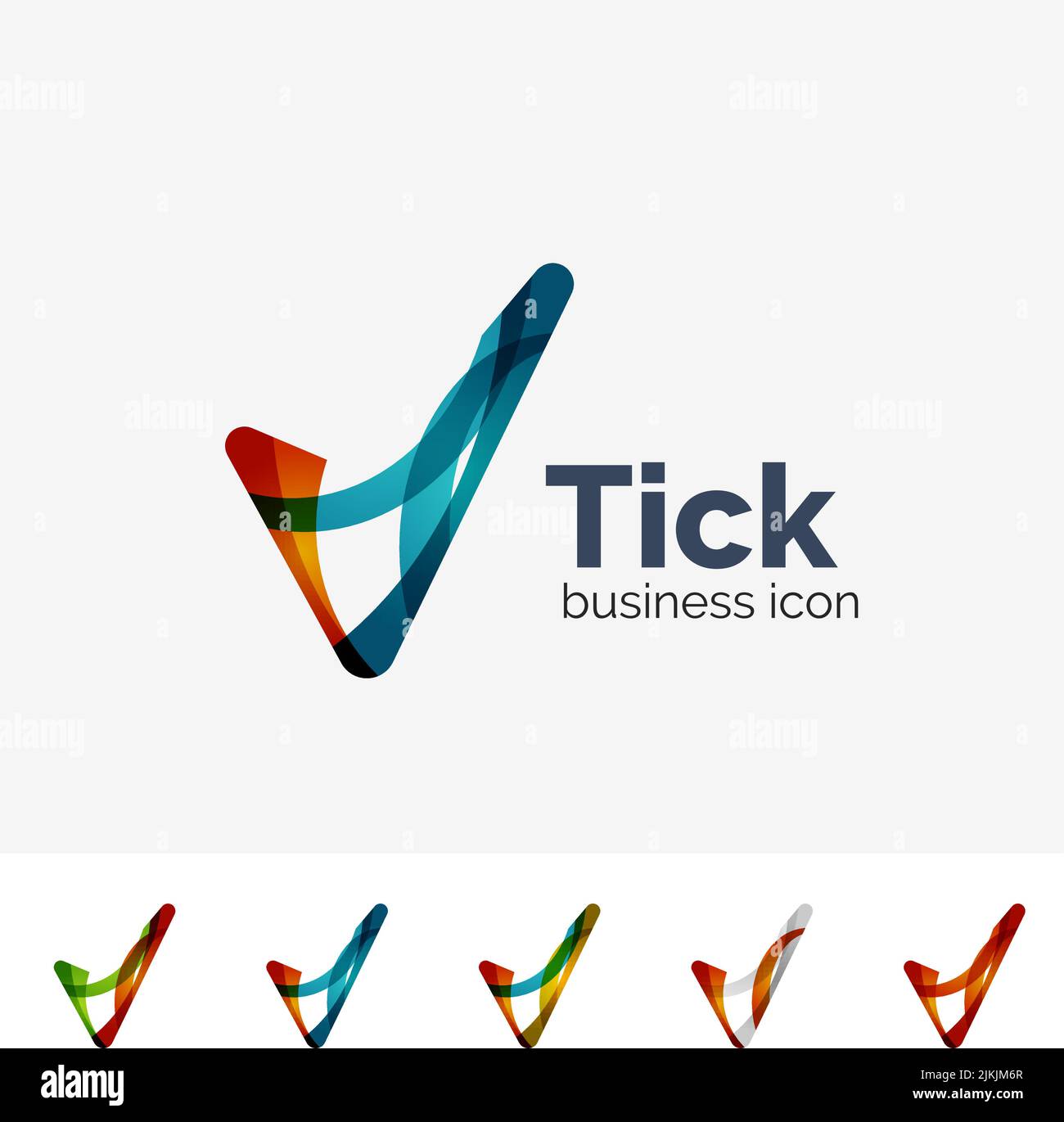 Set of modern tick abstract wave logos, business icons. Geometric ...