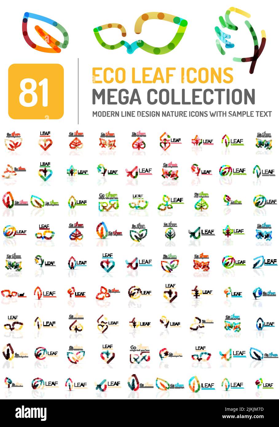 Eco nature and spring concept, various geometrical flat thin line ...