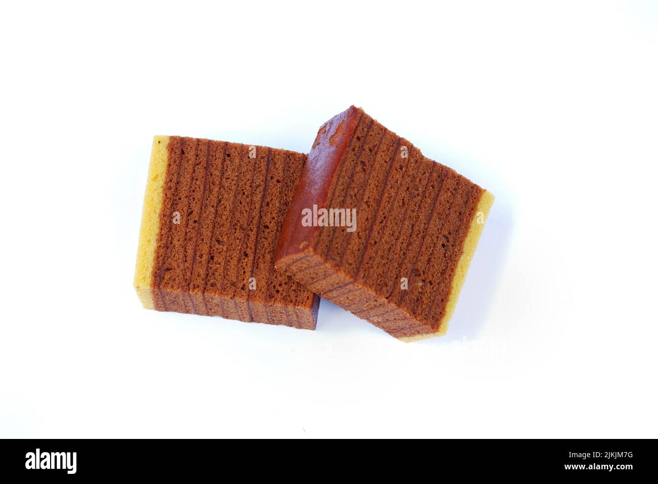 Chocolate layered sponge cake isolated on a white background Stock ...