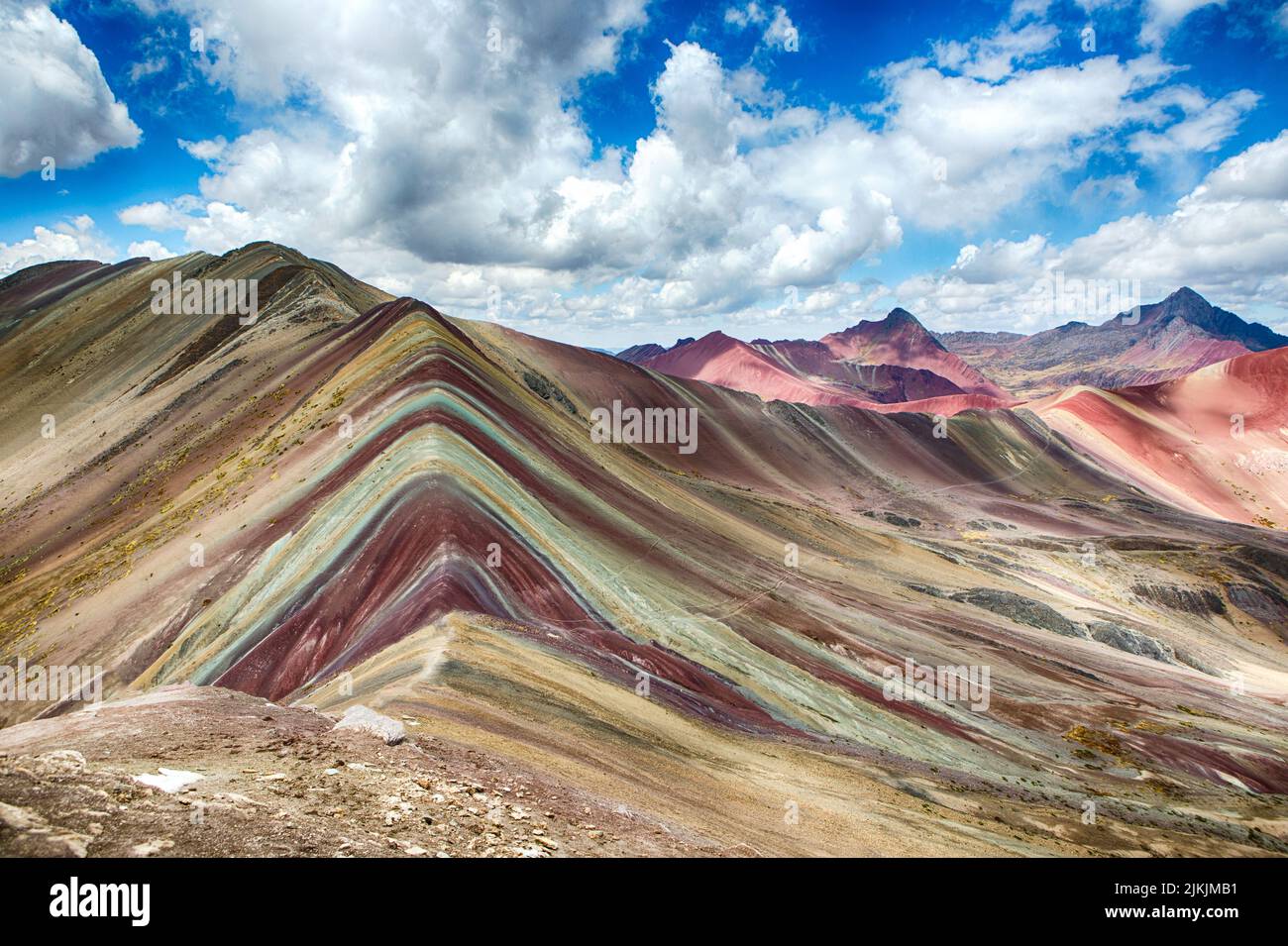 A beautiful shot of the rainbow mountains in Vinicunca, Peru Stock ...