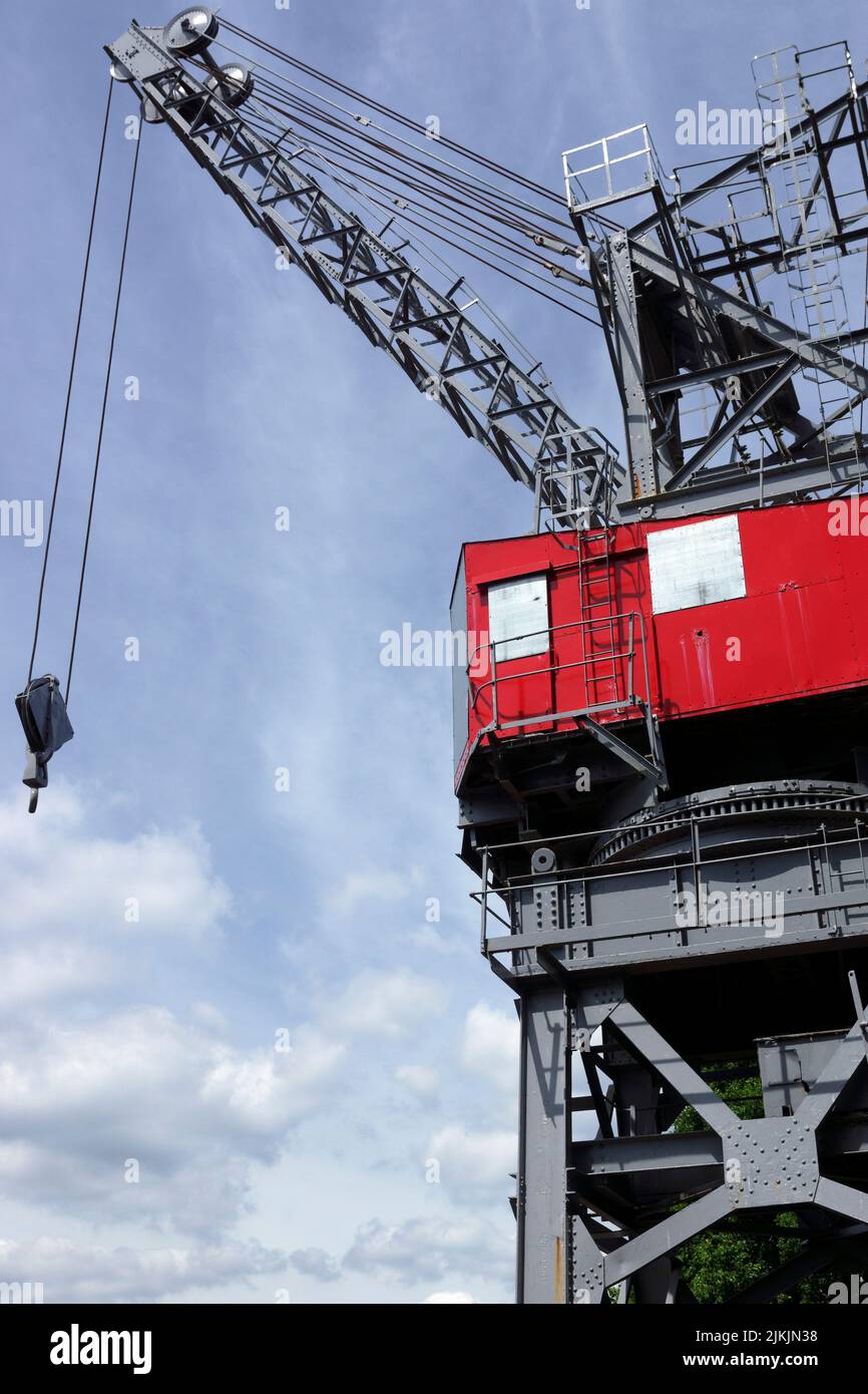 Old dockside crane, Atlantic Wharf, Cardiff Bay, Cardiff, Wales, UK ...