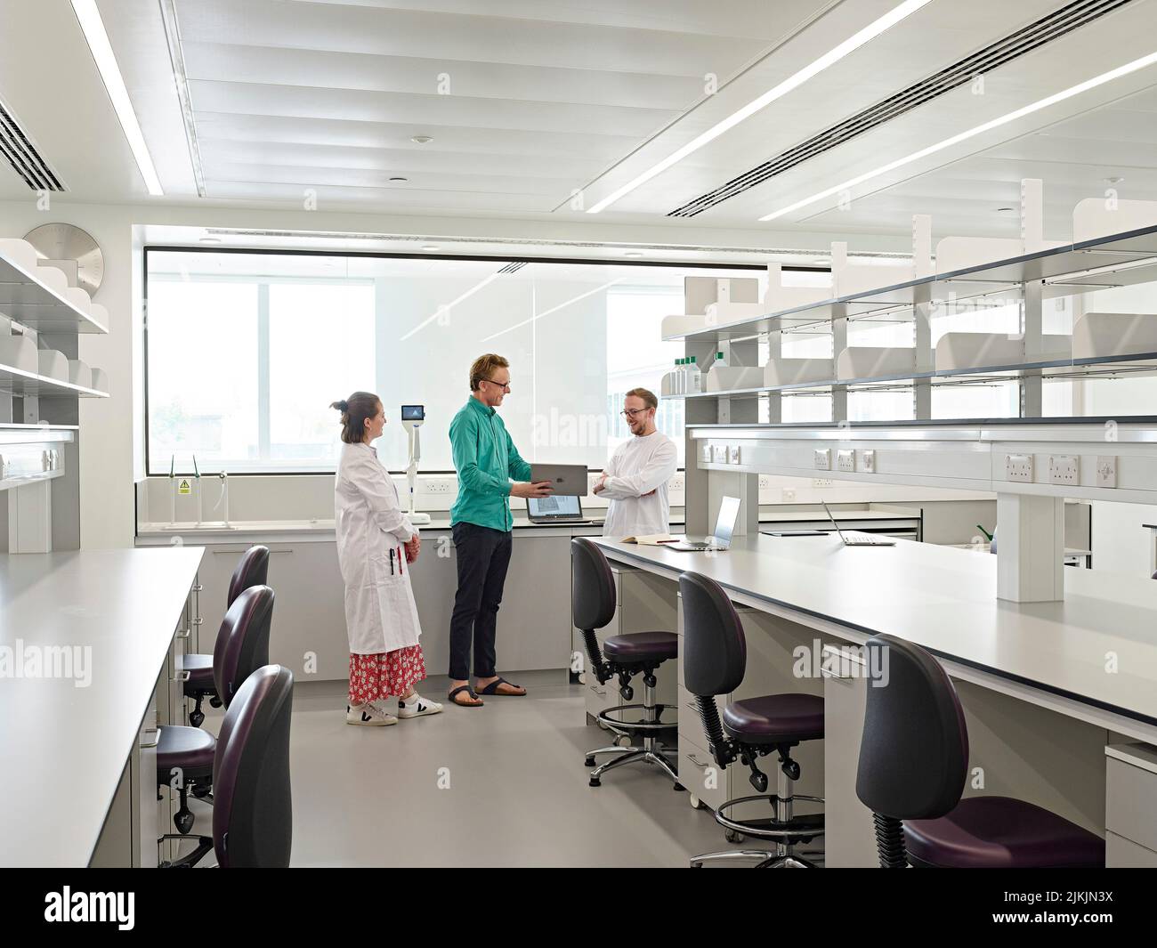 Lab interior with large window and communal workspace. Dorothy Crowfoot ...