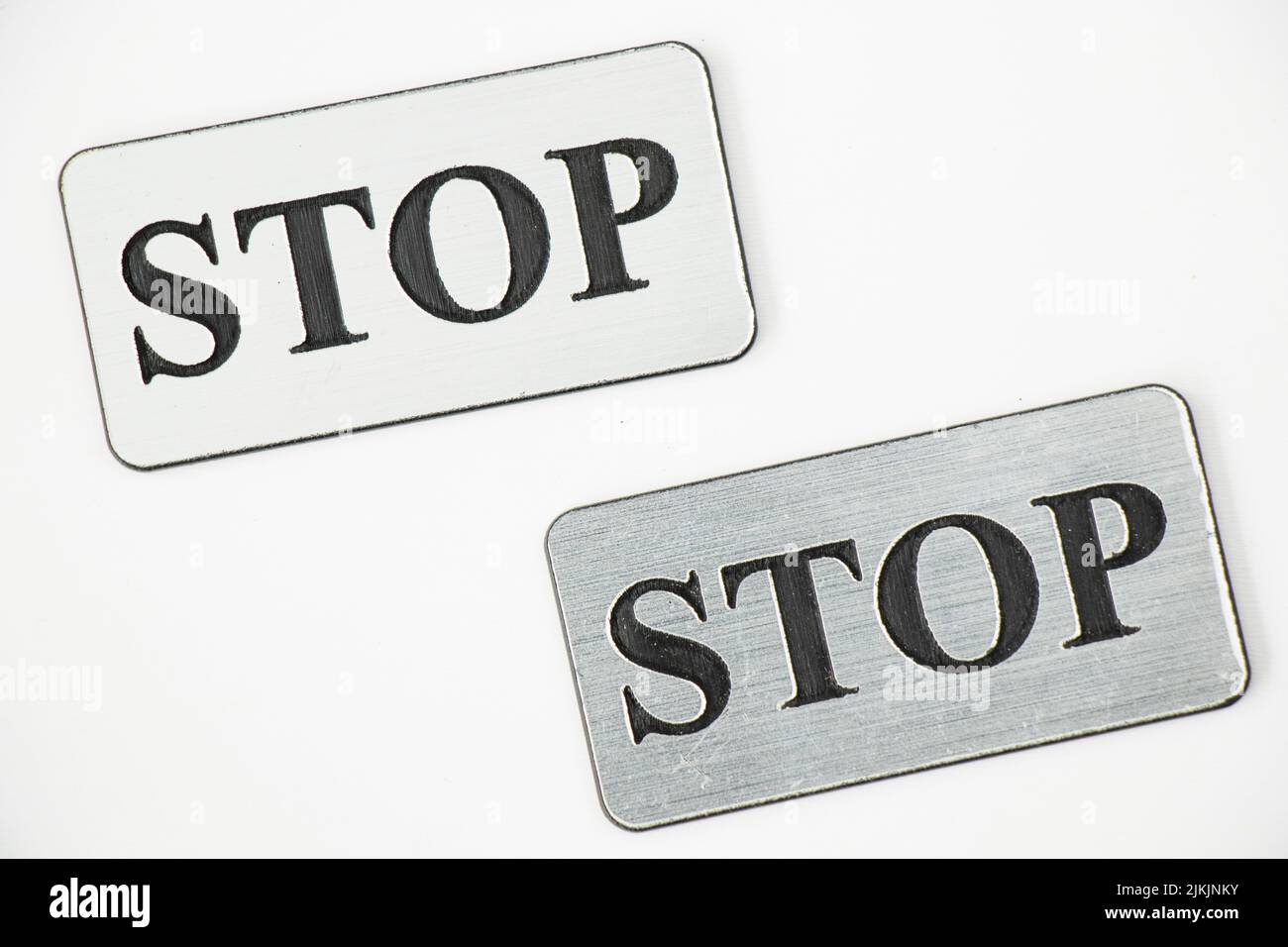 Stop sign on the white background, black and gray stop sign Stock Photo ...