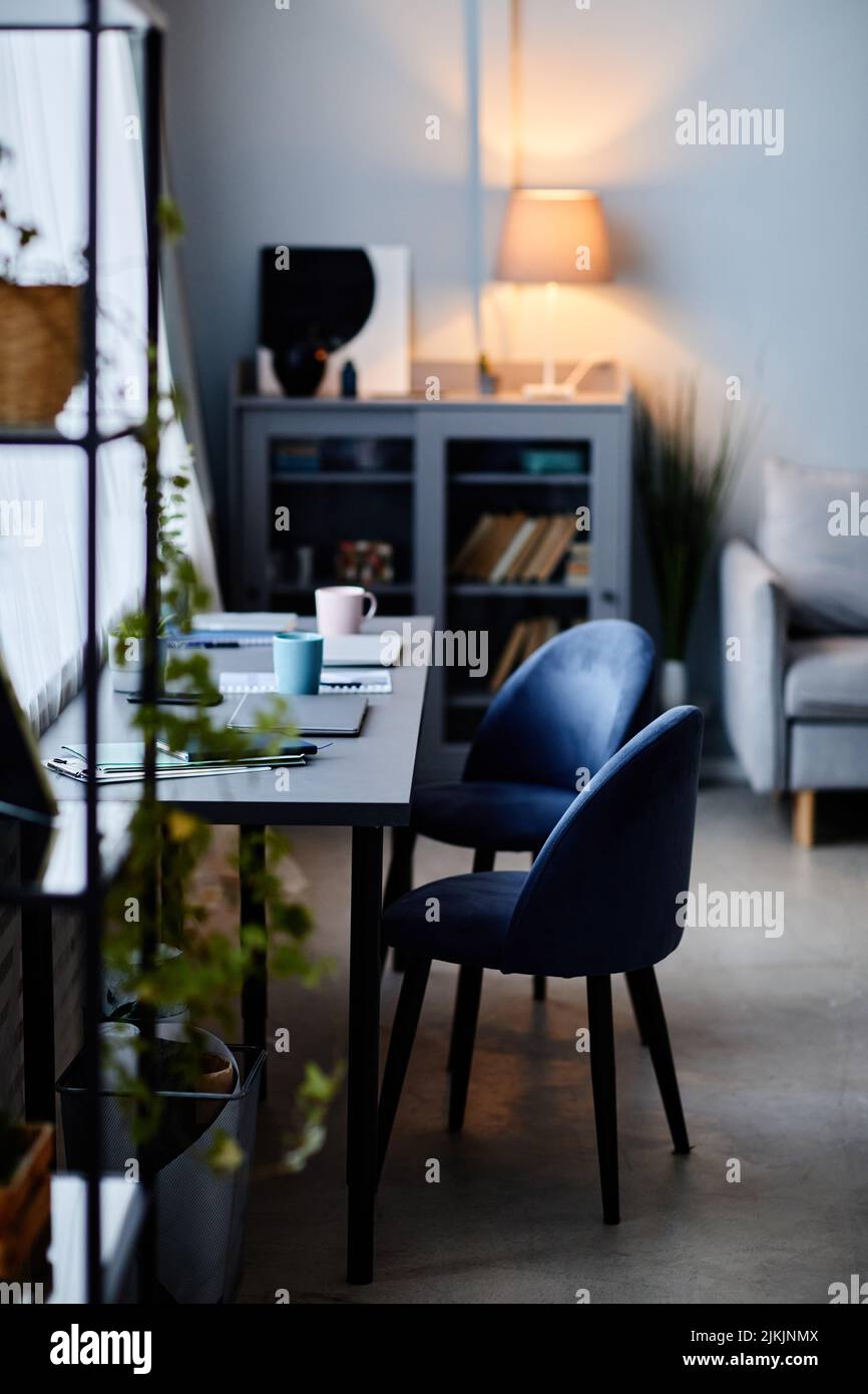 Vertical background image of modern home interior with dark loft ...