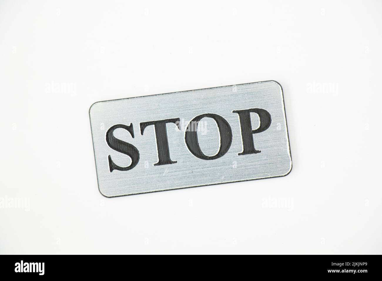 Stop sign on the white background, black and gray stop sign Stock Photo ...
