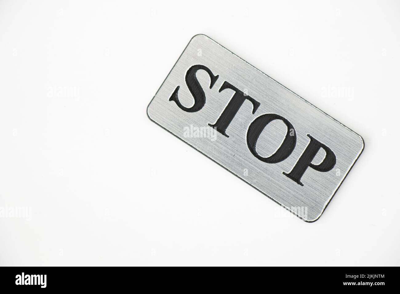 Stop sign on the white background, black and gray stop sign Stock Photo ...