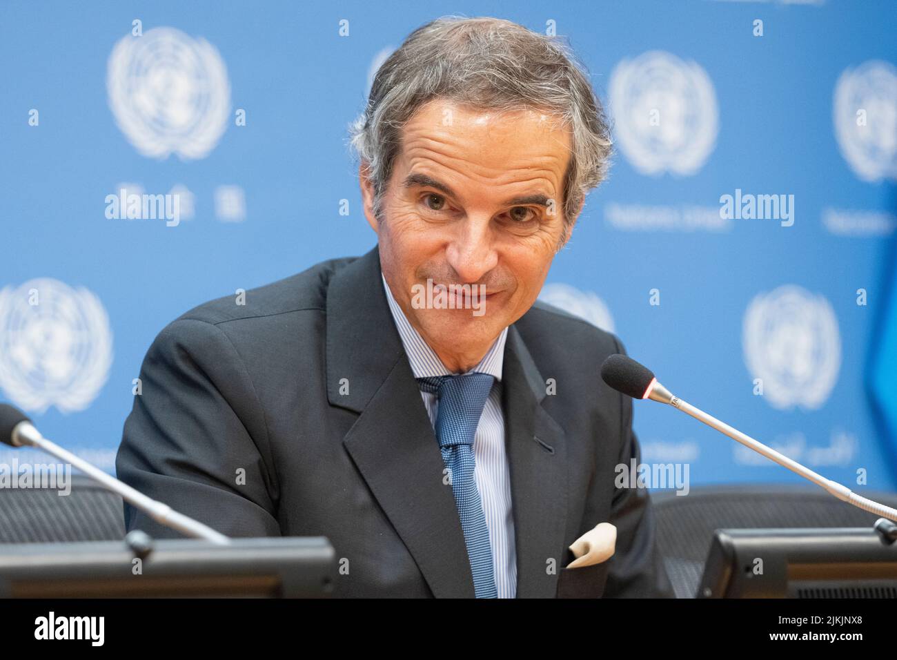 New York, NY - August 2, 2022: Director General of IAEA Rafael Mariano ...