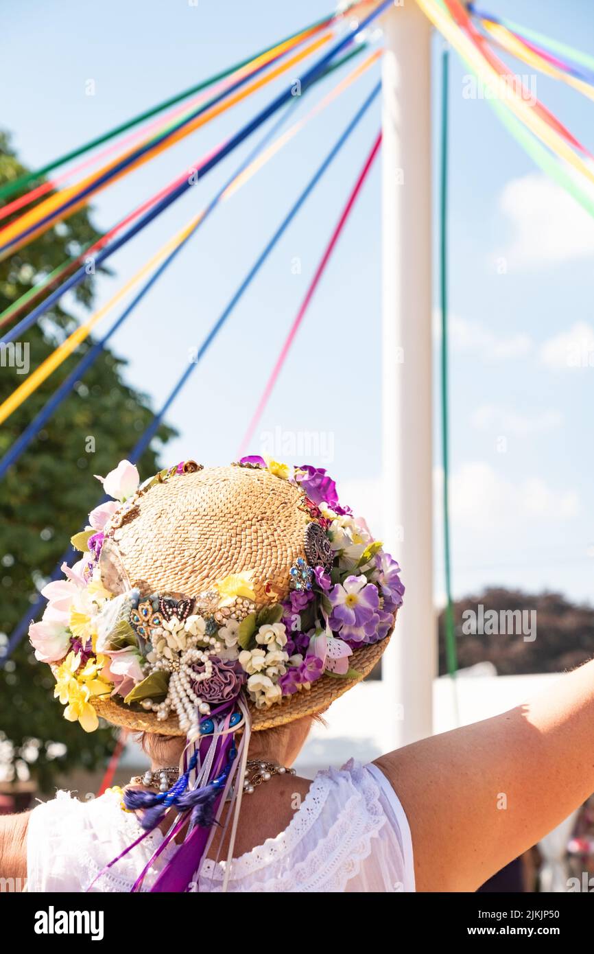 Traditional English maypole dancers at Countryfile Live. August 2018 ...