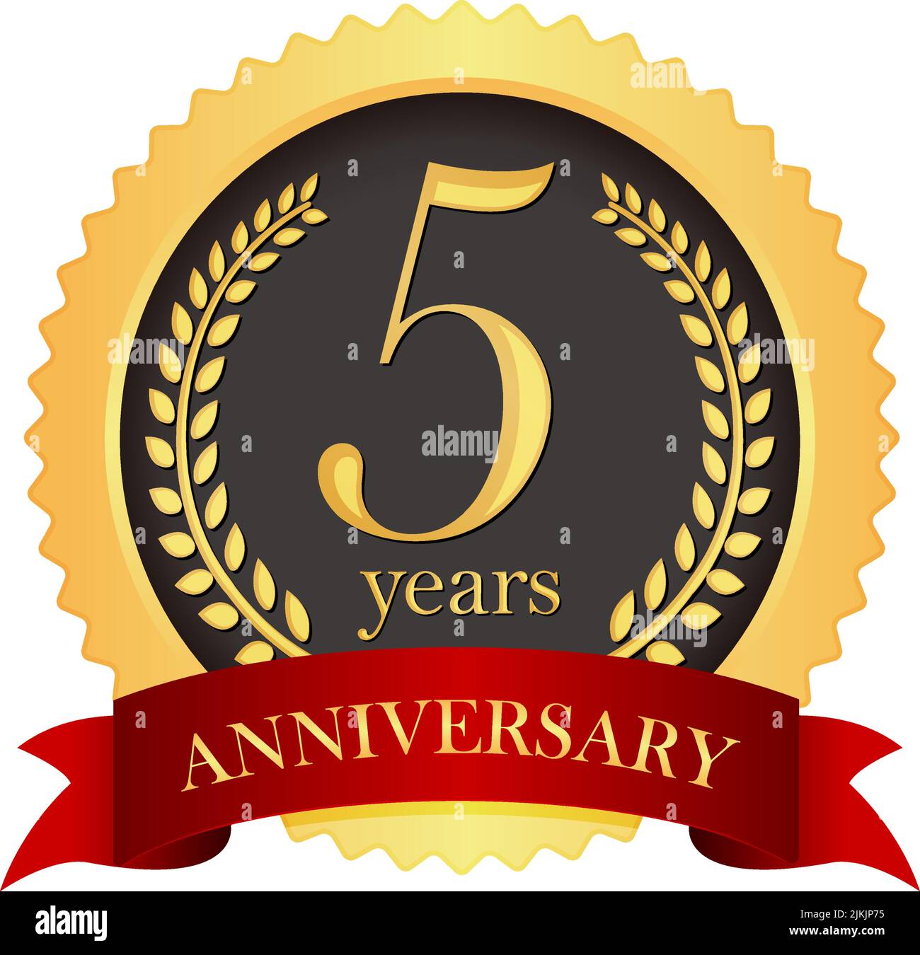 Golden anniversary medal icon | 5th anniversary Stock Vector Image ...