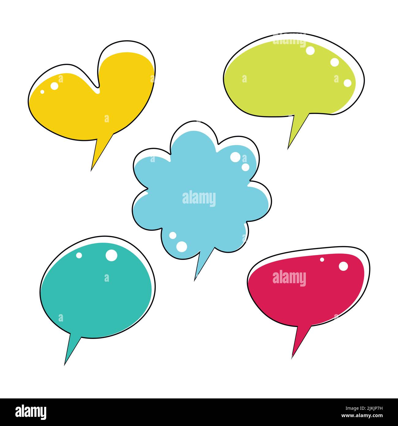 Set of color speech bubbles. Cartoon Vector illustration. Isolated on ...
