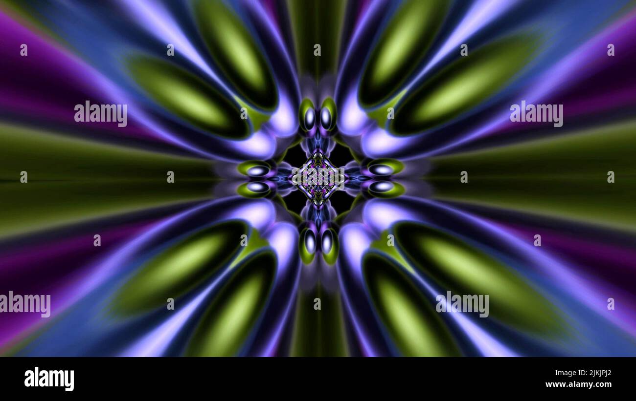 A 3D rendering of geometric shapes with colorful neon lights for sci-fi ...