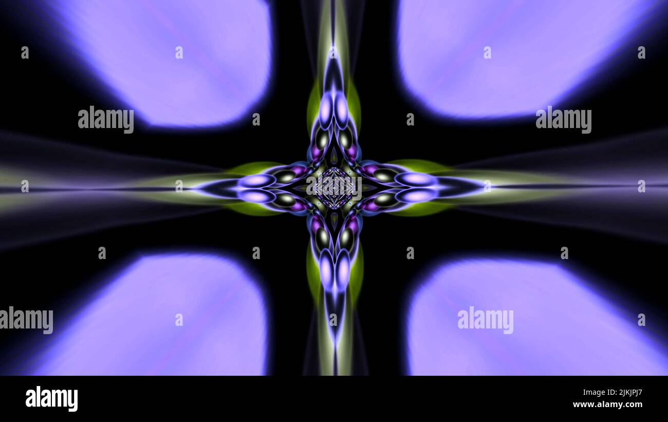 A 3D rendering of geometric shapes with colorful neon lights for sci-fi ...