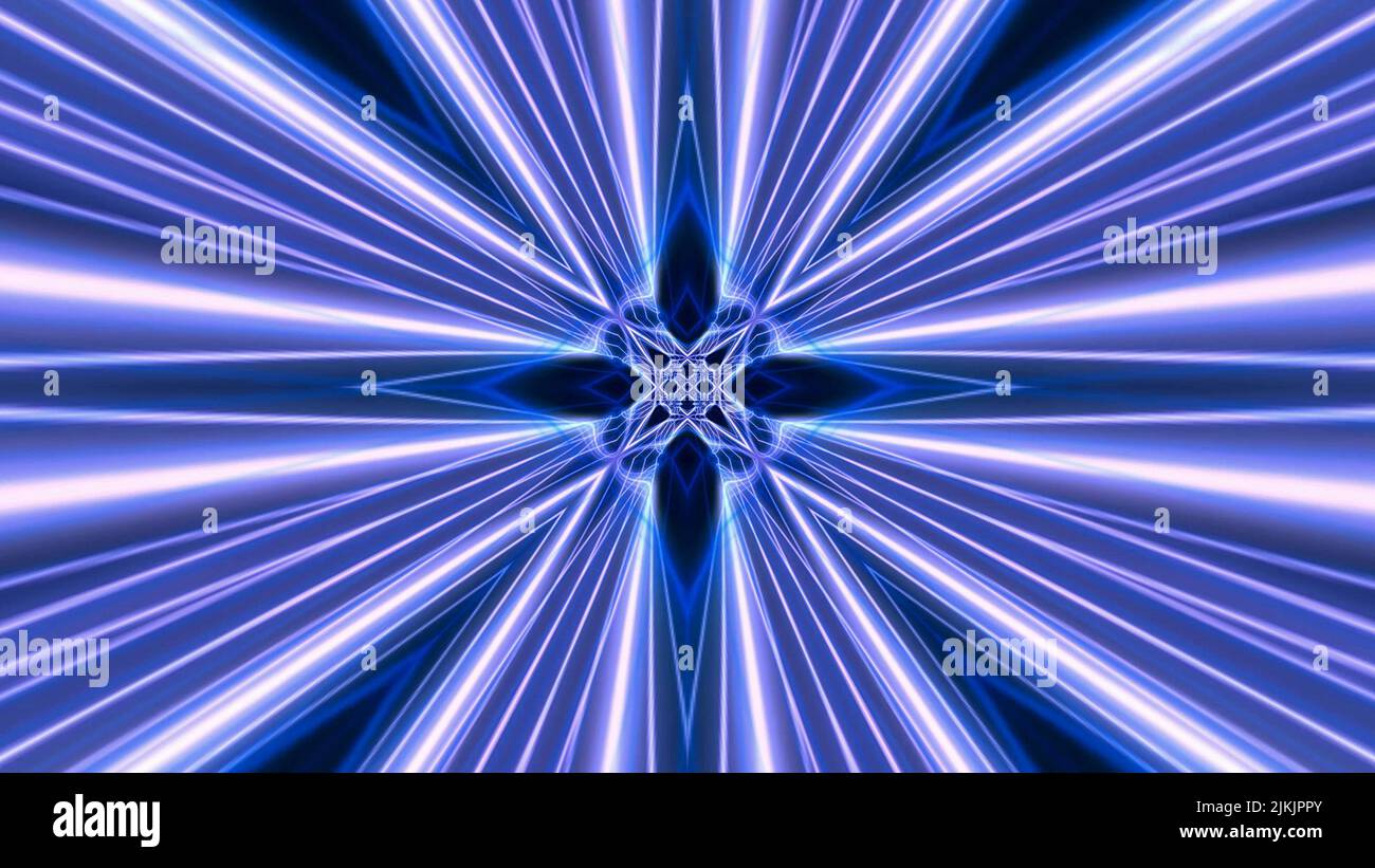 A 3D rendering of geometric shapes with colorful neon lights for sci-fi ...