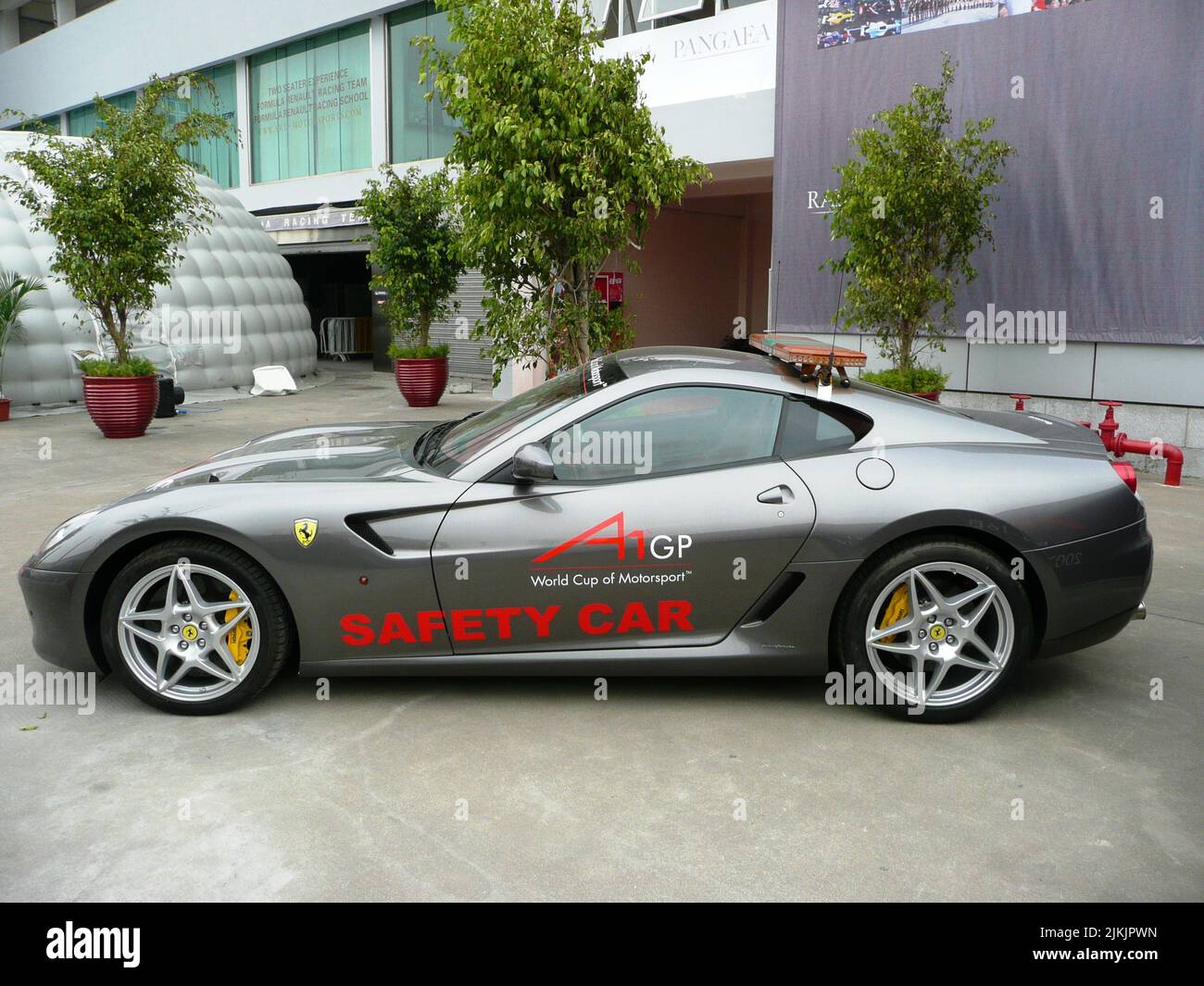The dark metallic gray Ferrari on the street in Zhuhai. A1 Grand Prix ...