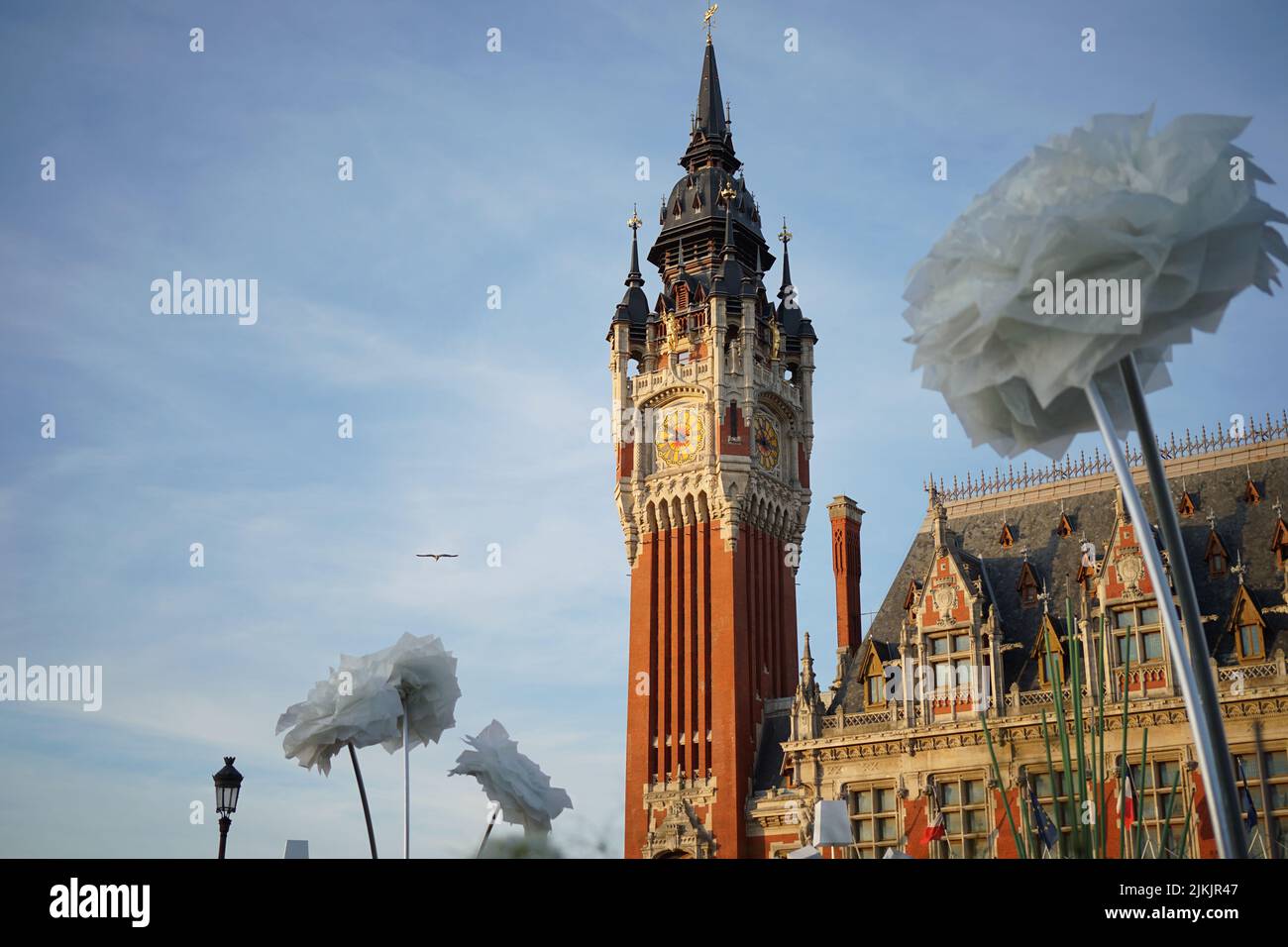 Calais City tower, France on a sunset Stock Photo - Alamy