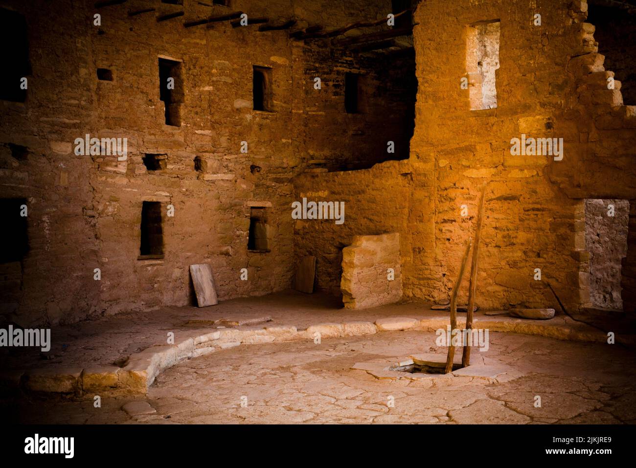 Spruce Tree House ruins and Kiva with cottonwood ladder located in Mesa ...